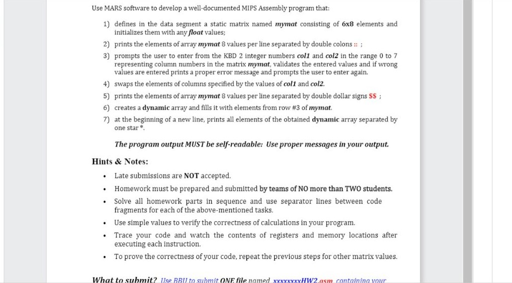 Solved Use MARS software to develop a well-documented MIPS | Chegg.com