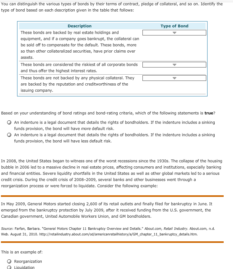 Solved You can distinguish the various types of bonds by | Chegg.com