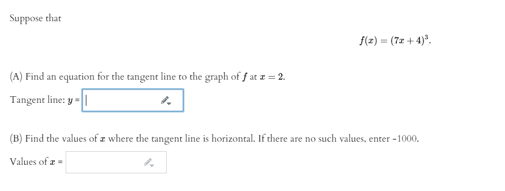 Solved Suppose that f(x) = (7x + 4). (A) Find an equation | Chegg.com