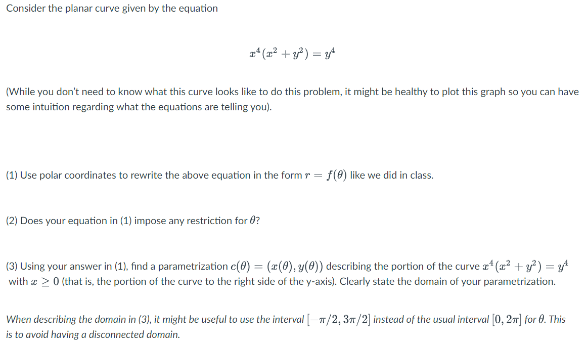 Solved Consider the planar curve given by the equation | Chegg.com