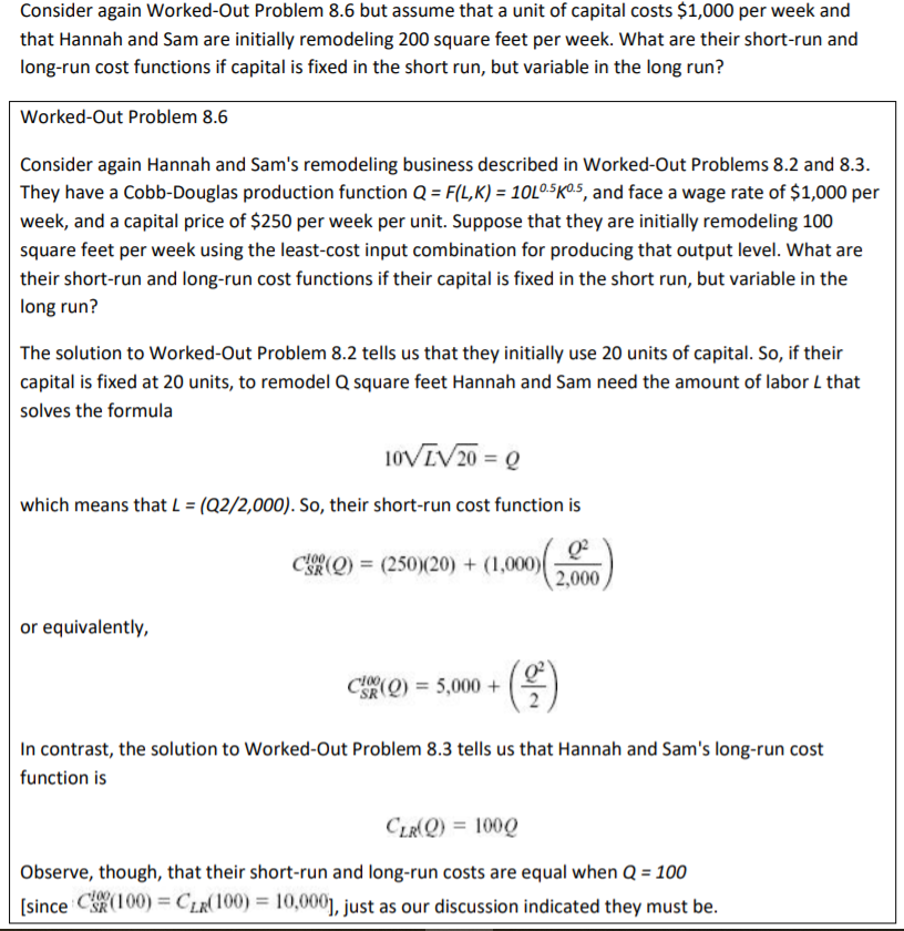 Solved Consider again Worked-Out Problem 8.6 but assume that | Chegg.com