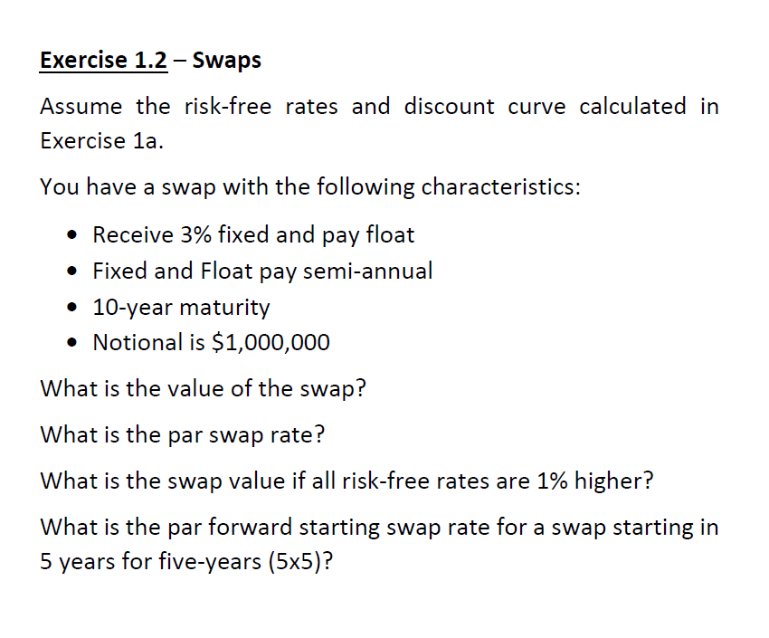 Exercise 1.2 - Swaps Assume the risk-free rates and | Chegg.com