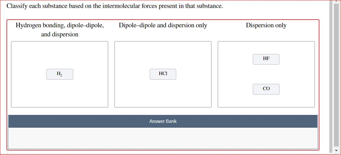 Solved Classify each substance based on the intermolecular | Chegg.com
