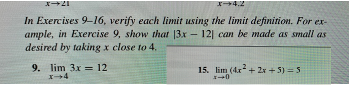 Solved X=21 x 4.2 In Exercises 9–16, verify each limit using | Chegg.com