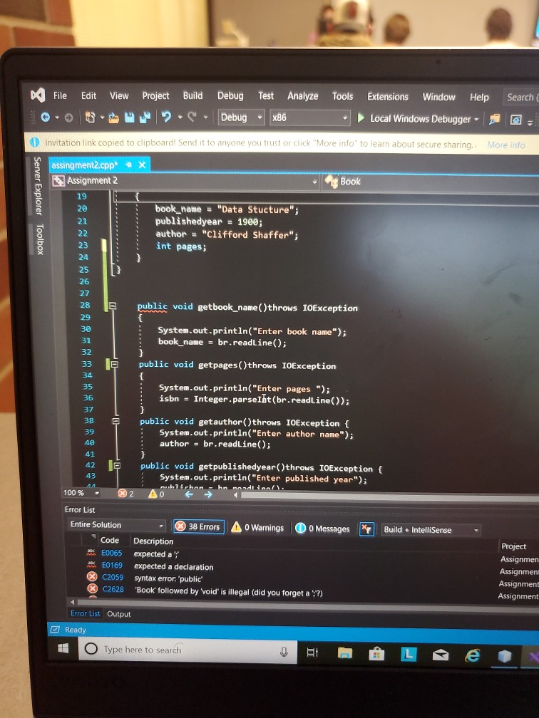 Solved I have an error under public and I can not figure it | Chegg.com