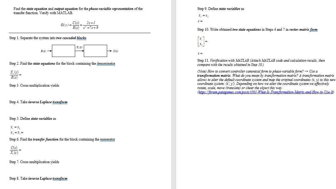 Solved Find the state equation and output equation for the | Chegg.com