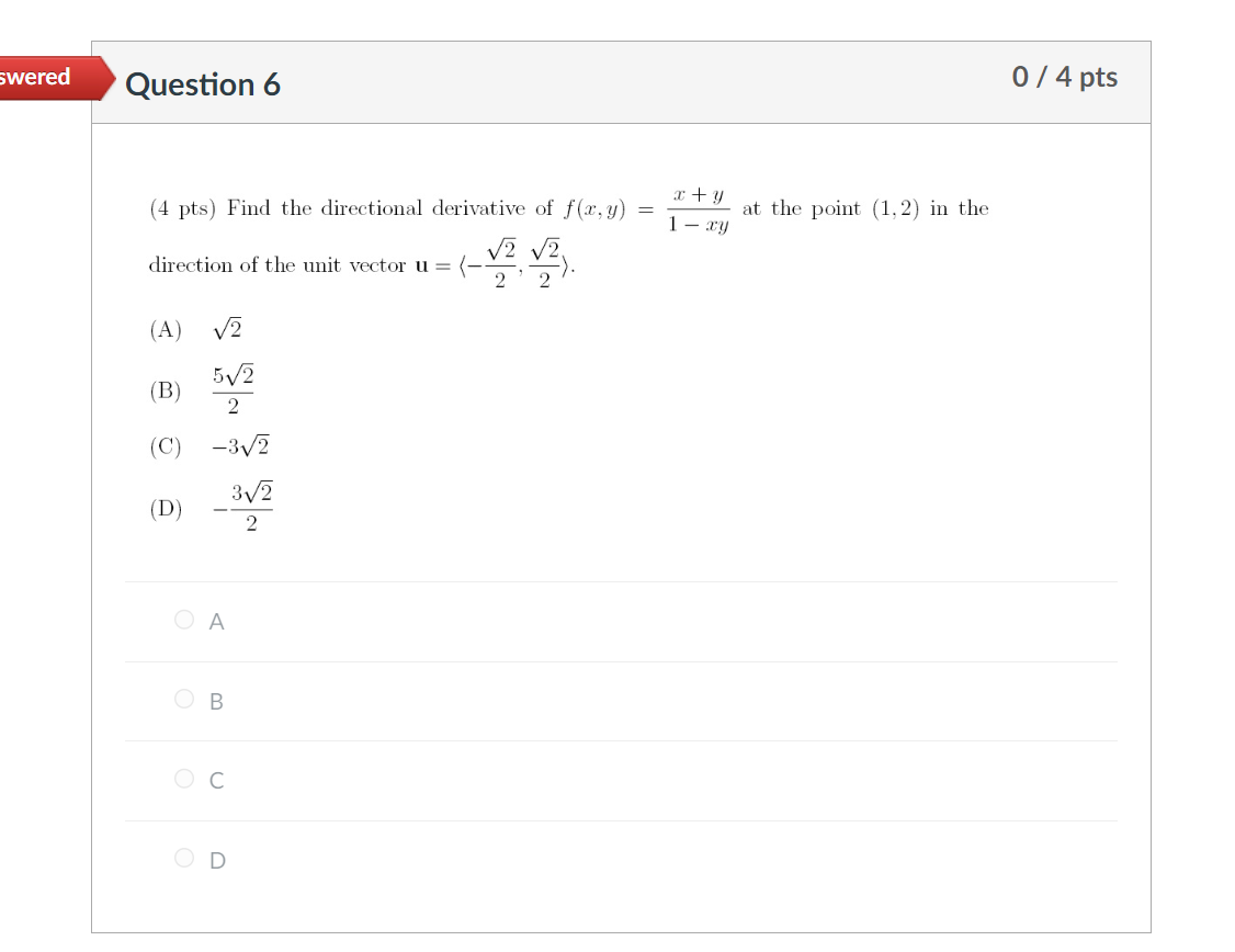 Solved swered Question 6 0/4 pts (4 pts) Find the | Chegg.com