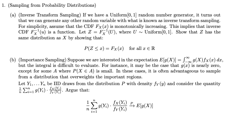 Solved 1. (Sampling from Probability Distributions) (a) | Chegg.com