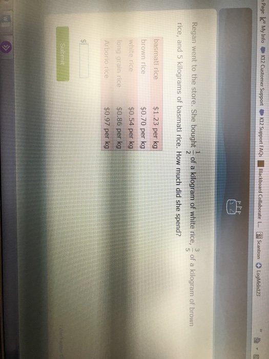 Solved Regan went to the store. She bought 1/2 of a kilogram | Chegg.com