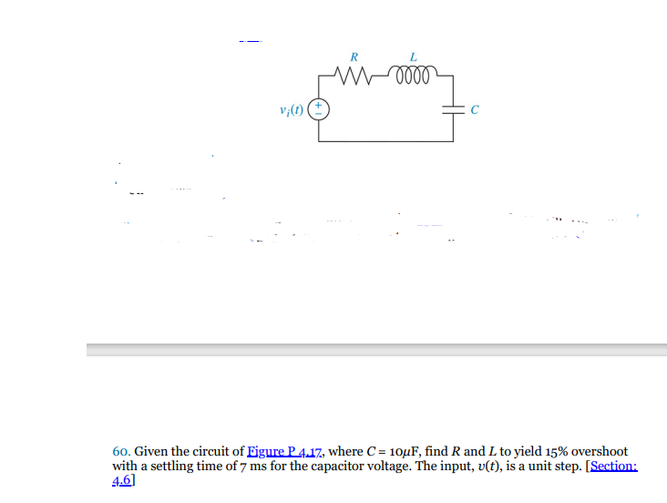 Solved 60. Given the circuit of where C=10μF, find R and L | Chegg.com