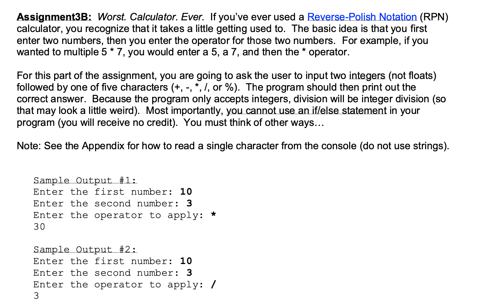 Solved Assignment3B: Worst. Calculator. Ever. If you've ever | Chegg.com