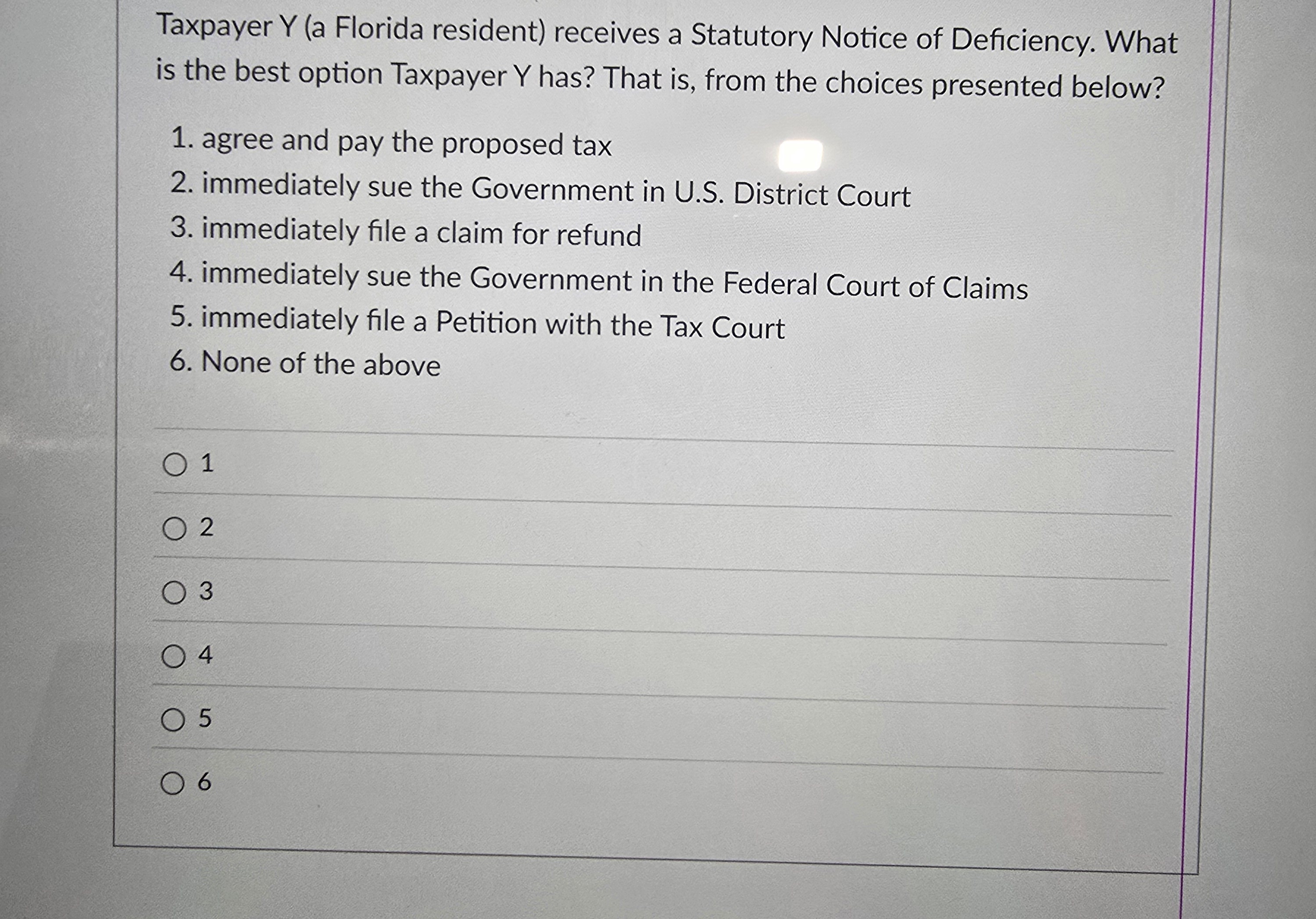 Solved by an EXPERT Taxpayer Y (a Florida resident) ﻿receives a Statutory | Chegg.com