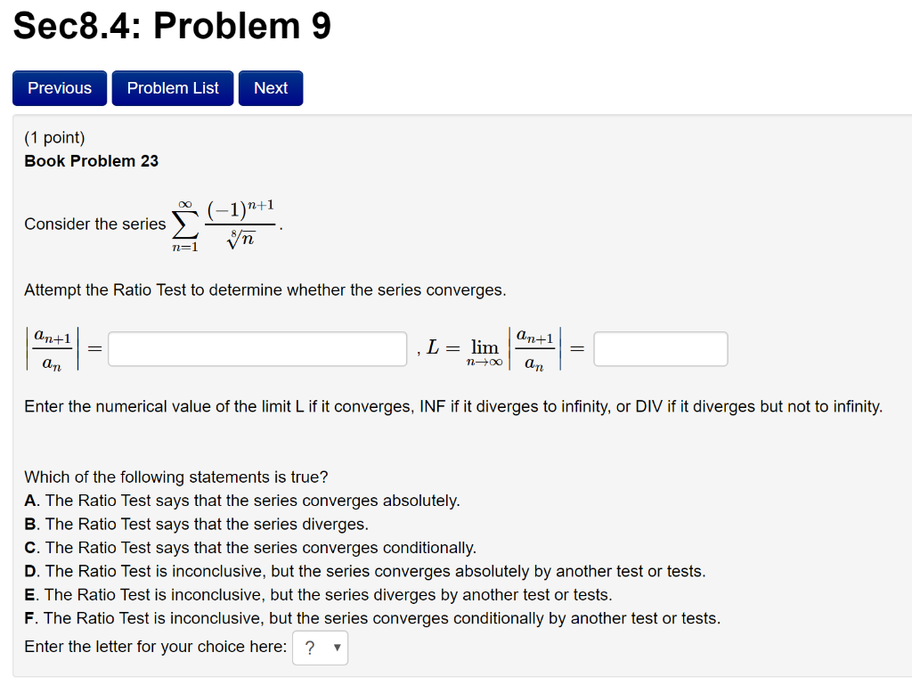 Solved Sec8.4: Problem 9 Previous Problem List Next (1 | Chegg.com