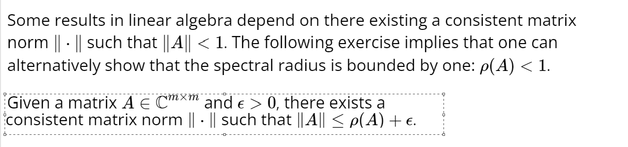 Solved Some results in linear algebra depend on there | Chegg.com