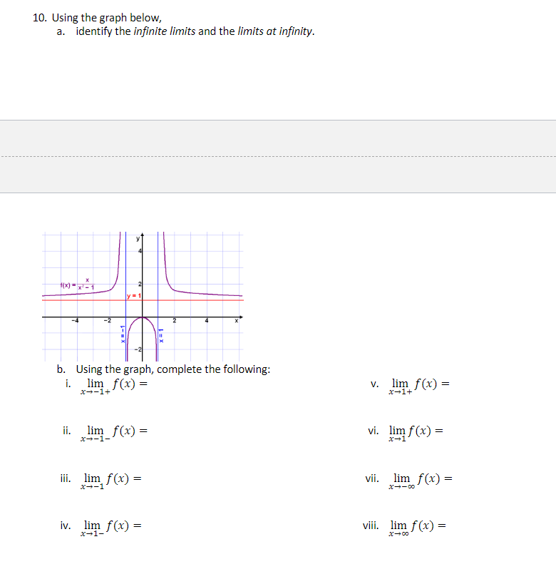 Solved 10. Using the graph below, a. identify the infinite | Chegg.com