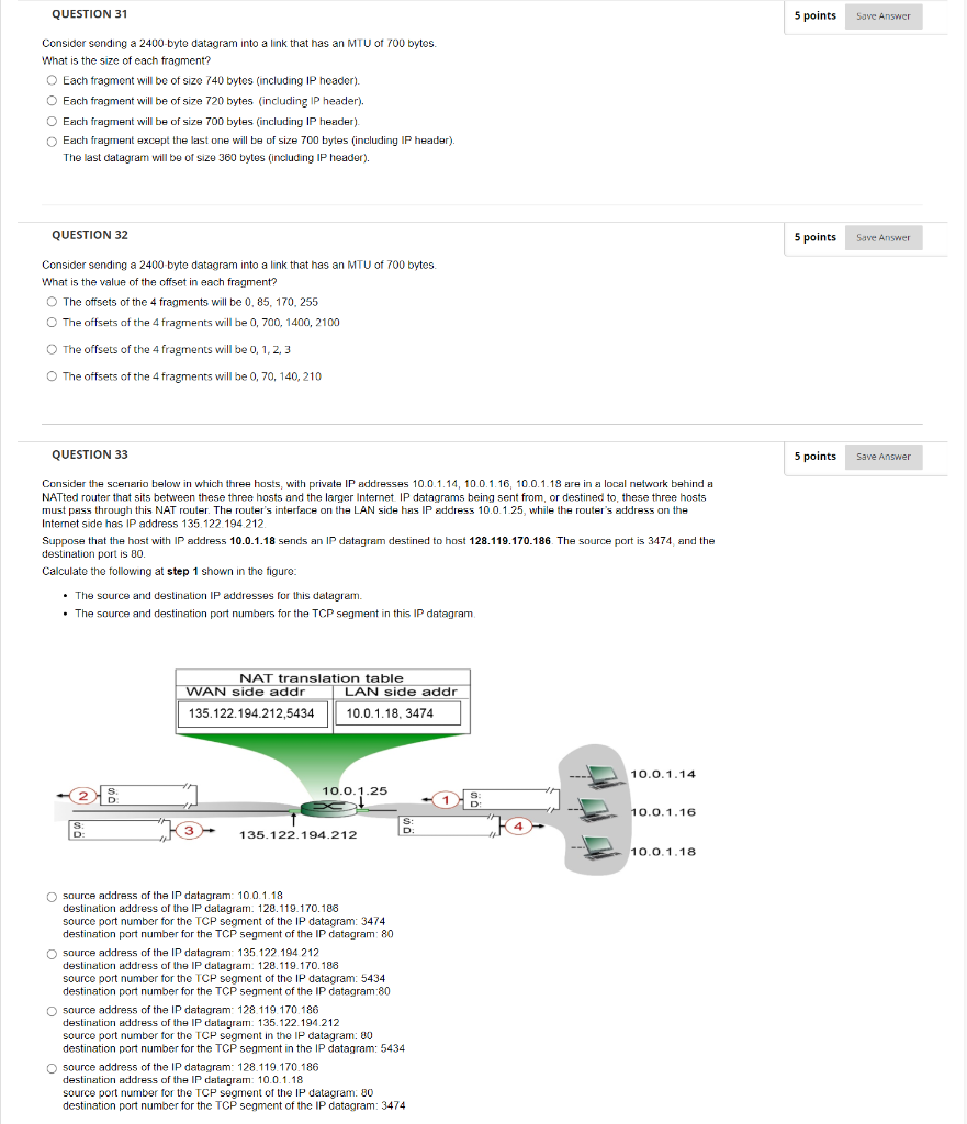 Solved QUESTION 31 5 points 5 Save Answer Consider sending a | Chegg.com