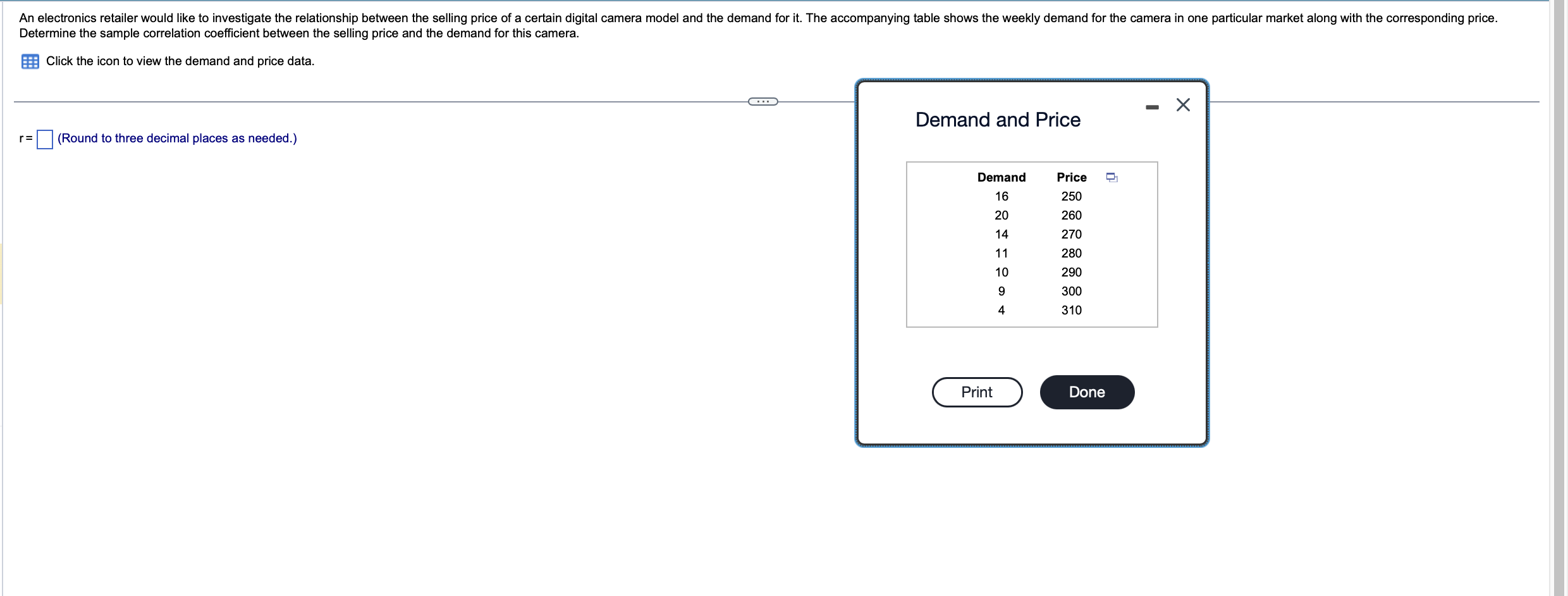 Solved Determine The Sample Correlation Coefficient Between