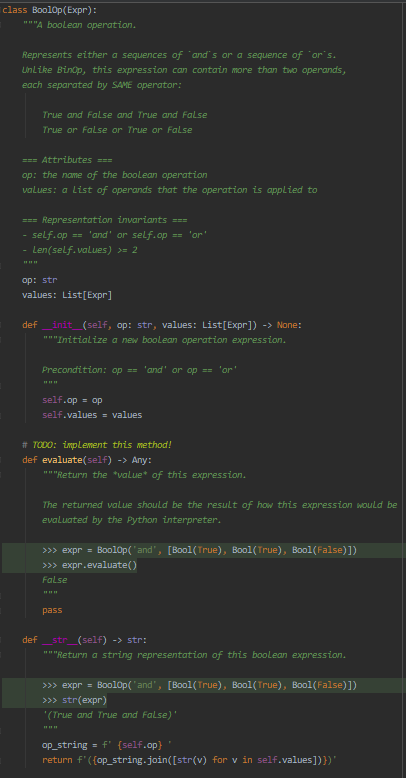 Solved class Boolop (Expr): ****A boolean operation. | Chegg.com