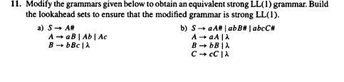 Solved 11. Modify the grammars given below to obtain an | Chegg.com