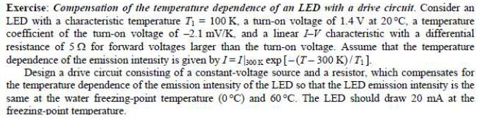 Solved Exercise: Compensation of the temperature dependence | Chegg.com