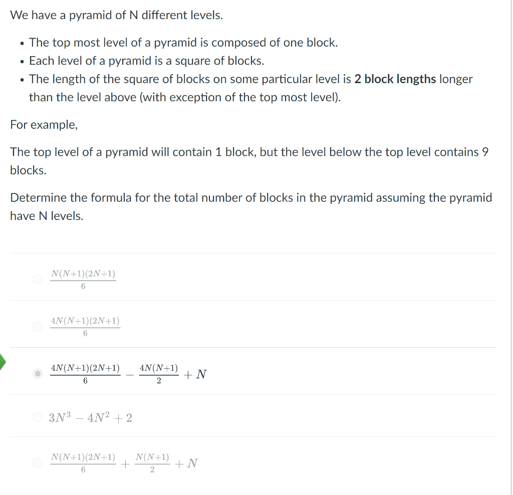 Solved We have a pyramid of N different levels. a • The top | Chegg.com