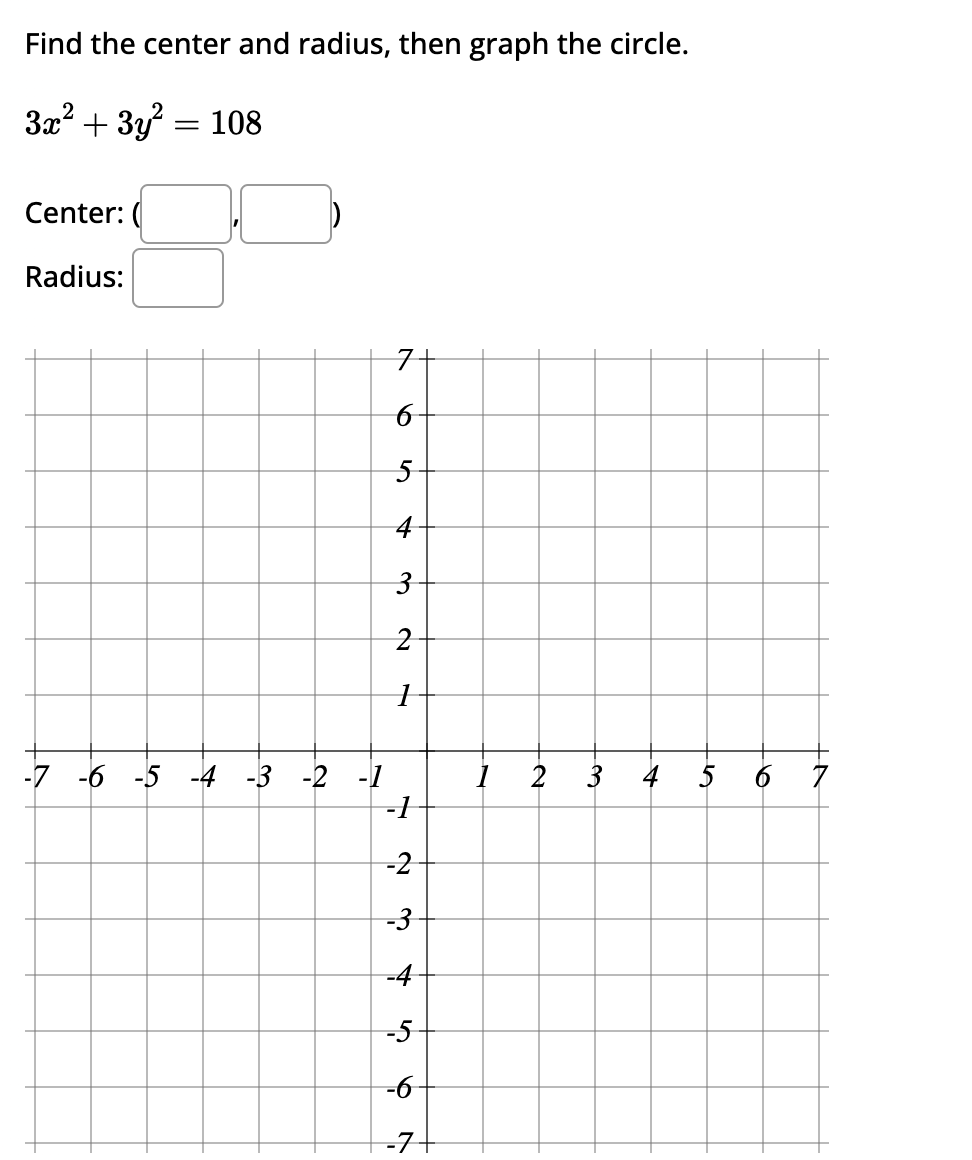 Solved #11.) ﻿Find the center and radius, then graph the | Chegg.com