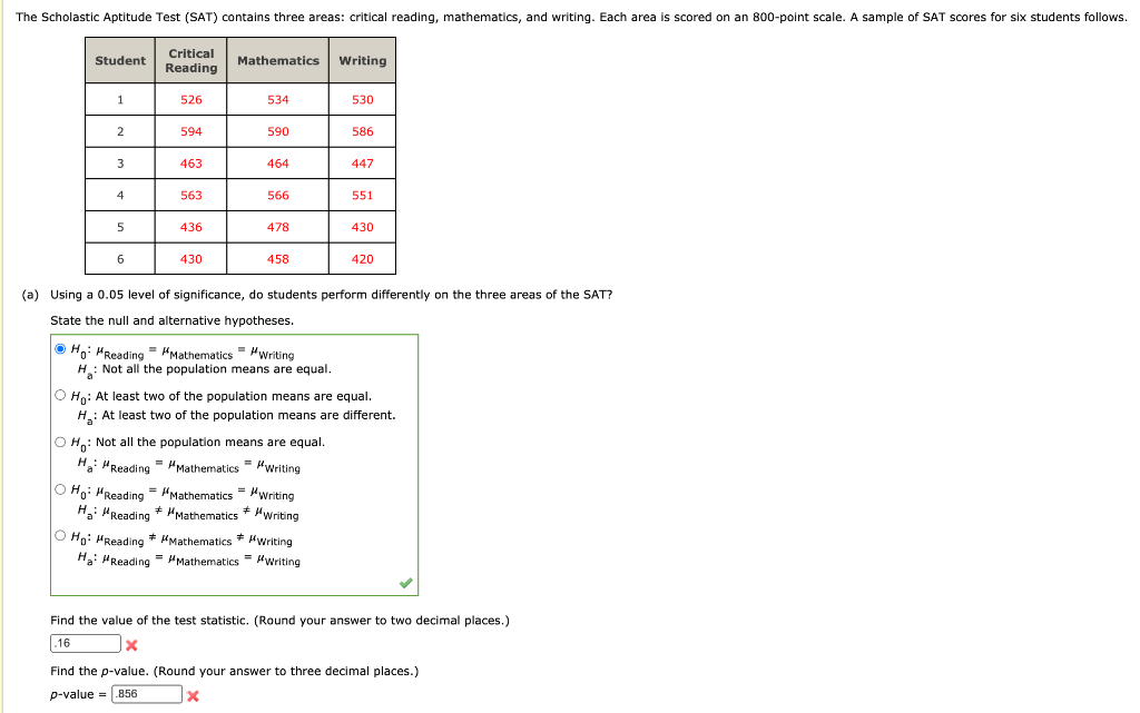 Solved The Scholastic Aptitude Test (SAT) contains three | Chegg.com