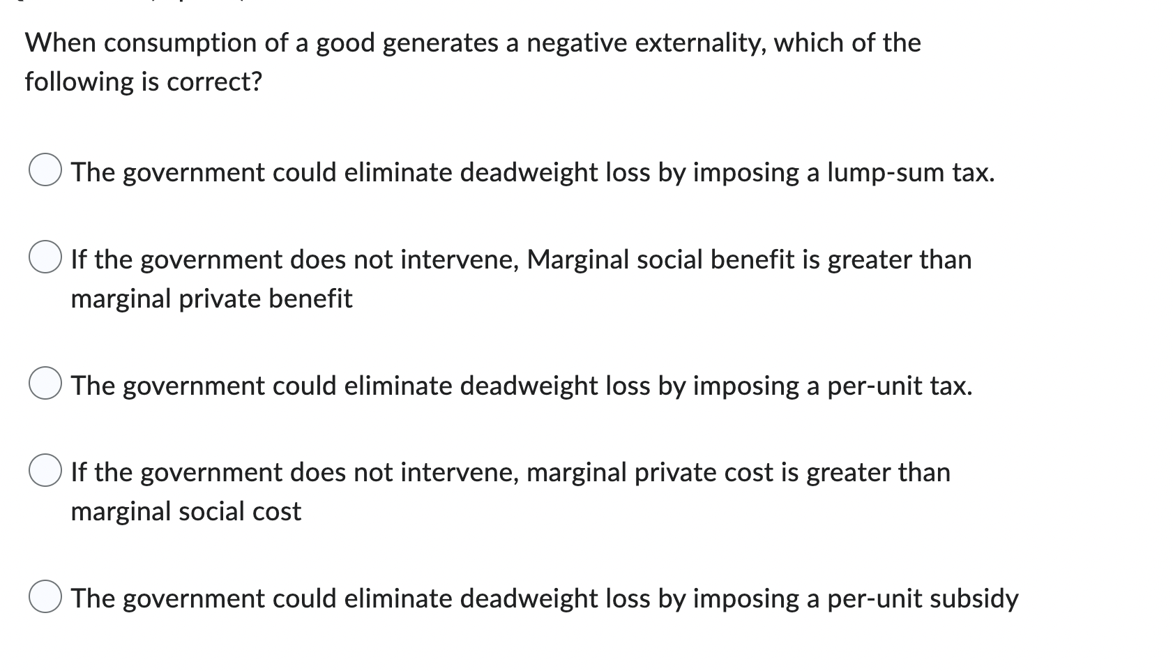 Solved When consumption of a good generates a negative | Chegg.com