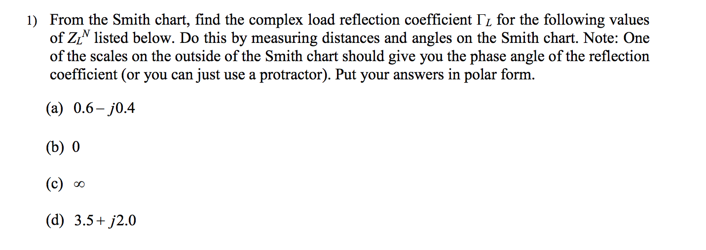 Solved 1) From the Smith chart, find the complex load | Chegg.com