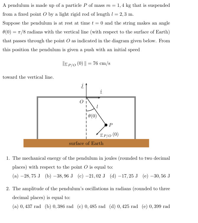 Solved A pendulum is made up of a particle P ﻿of mass | Chegg.com