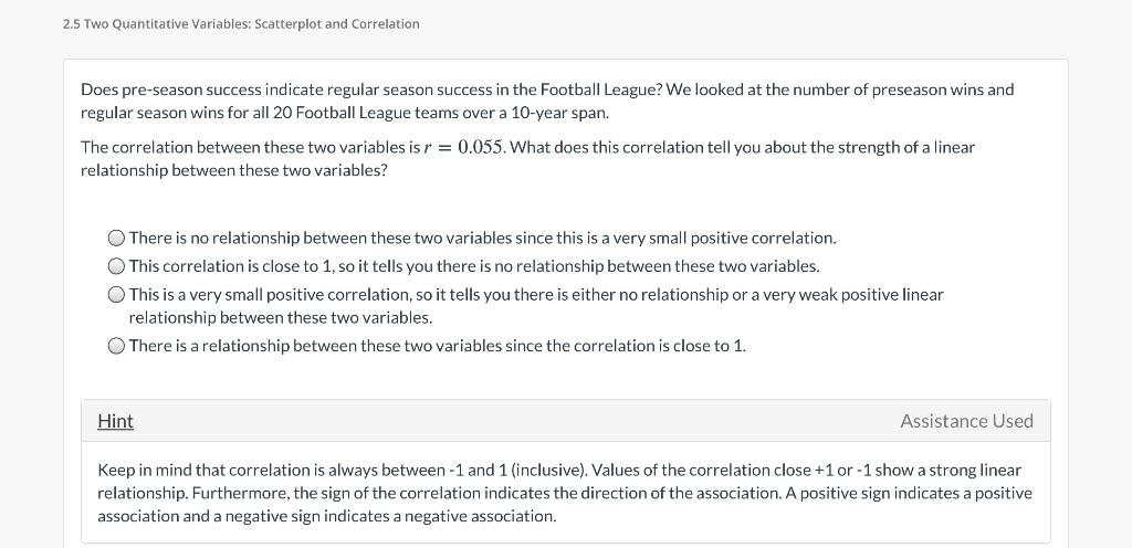 Solved 2.5 Two Quantitative Variables: Scatterplot and | Chegg.com