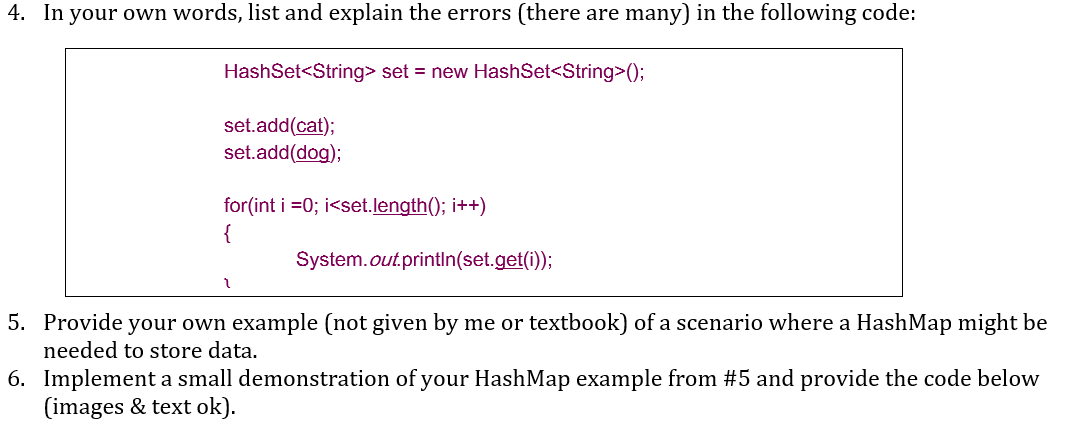 Solved 4. In your own words, list and explain the errors | Chegg.com