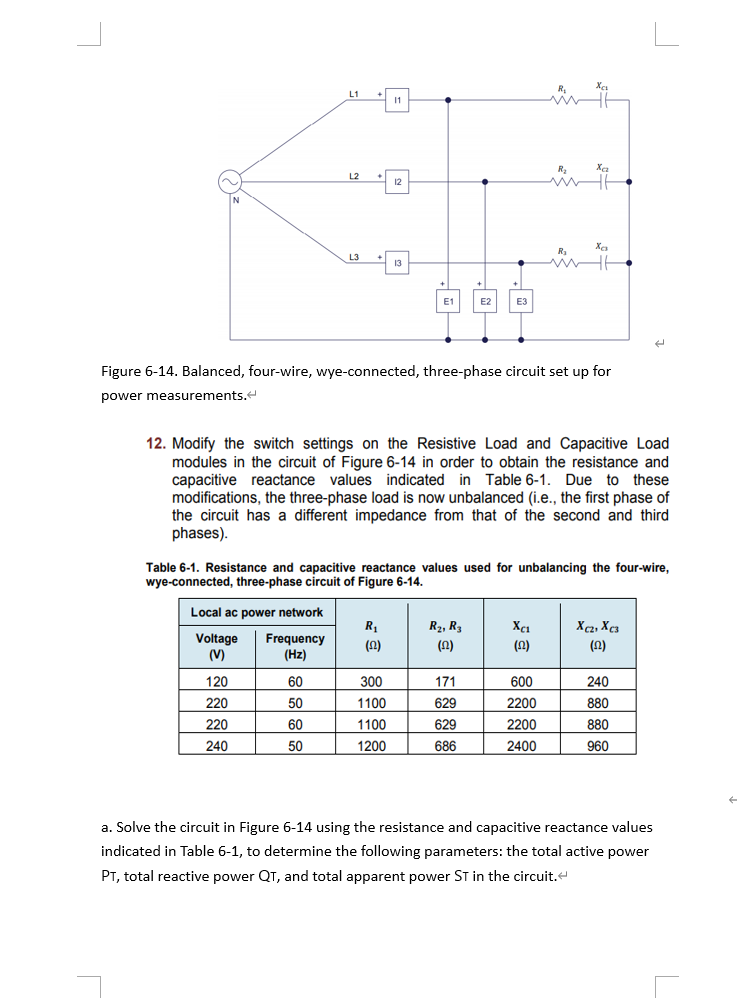 L2 WA Figure 6-14. Balanced, four-wire, | Chegg.com