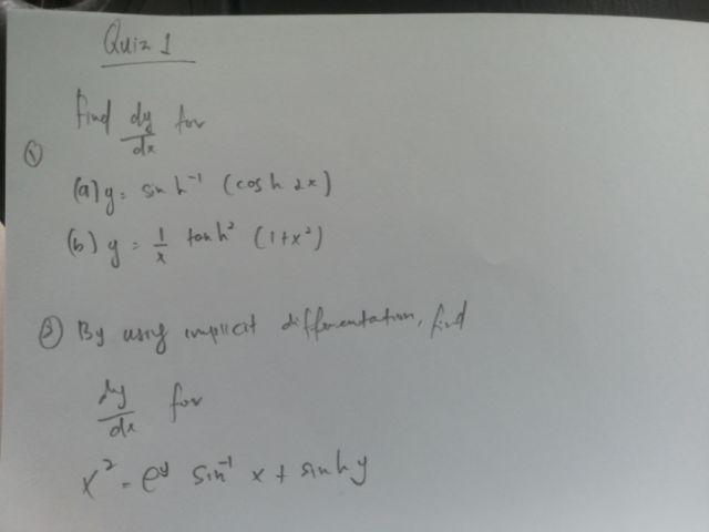 Solved (a)y=sinh−1(cosh2x) (b) y=x1tanh2(1+x2) (3) By usiy | Chegg.com