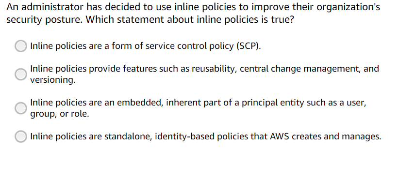 Solved An administrator has decided to use inline policies | Chegg.com