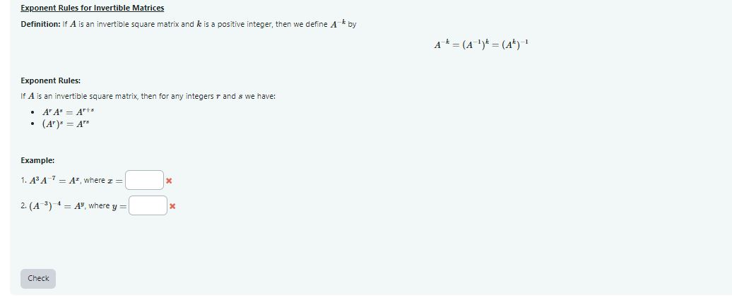 Solved Exponent Rules for Invertible MatricesDefinition: If | Chegg.com