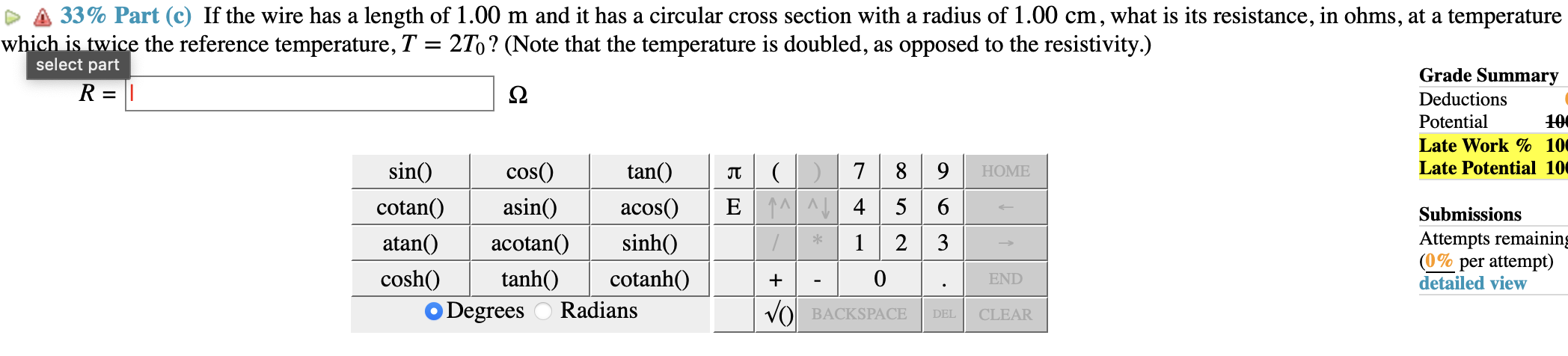 Solved ρ(T)=ρ0[1+α(T−T0)] where α is the temperature | Chegg.com