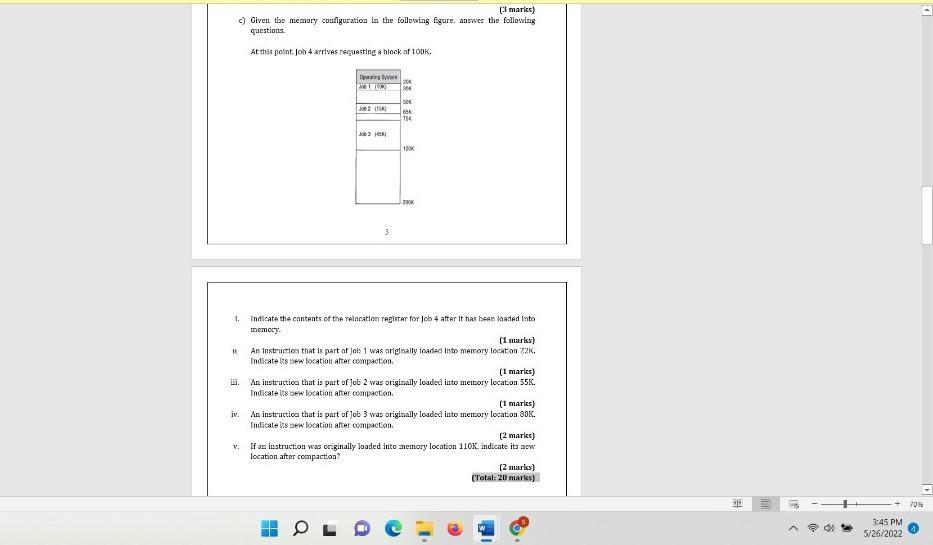 Solved (3 marks) c) Given the memory configuration in the | Chegg.com