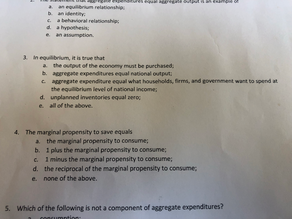Solved e state lat agsregate expenaitures equal aggregate | Chegg.com