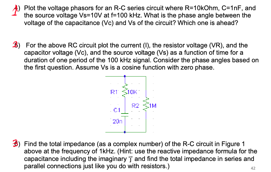 Solved 4 Plot The Voltage Phasors For An R−c Series Circuit 