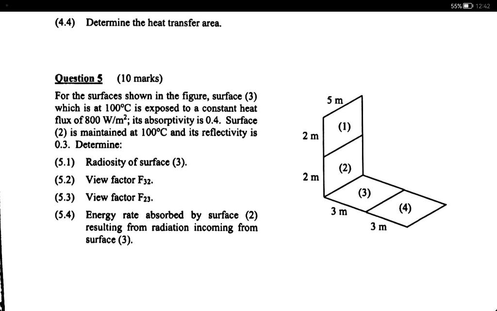 (4.4) Determine the heat transfer area. Question 5 | Chegg.com