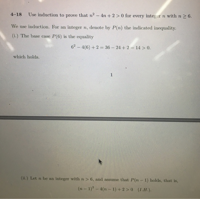 Solved 4-18 Use induction to prove that n2 -4n +2> 0 for | Chegg.com