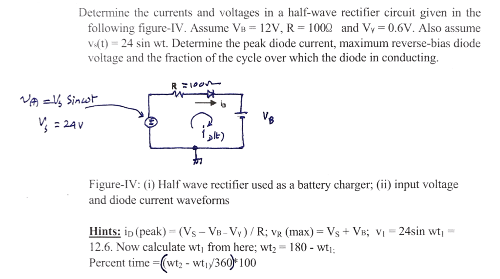 Solved Determine the currents and voltages in a half-wave | Chegg.com