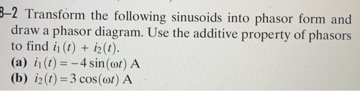 Solved Transform the following sinusoids into phasor form | Chegg.com