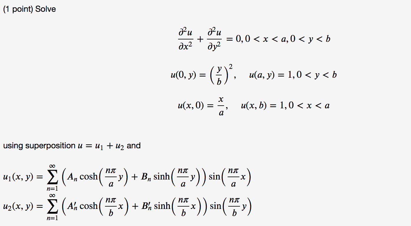 Solved (1 point) Solve д?и ?и + = 0,0