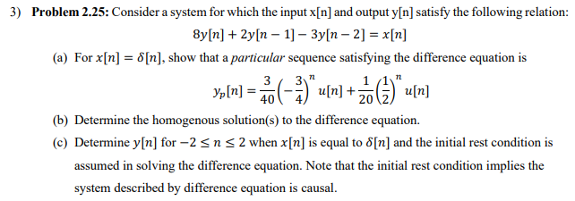 Solved 3) Problem 2.25: Consider a system for which the | Chegg.com