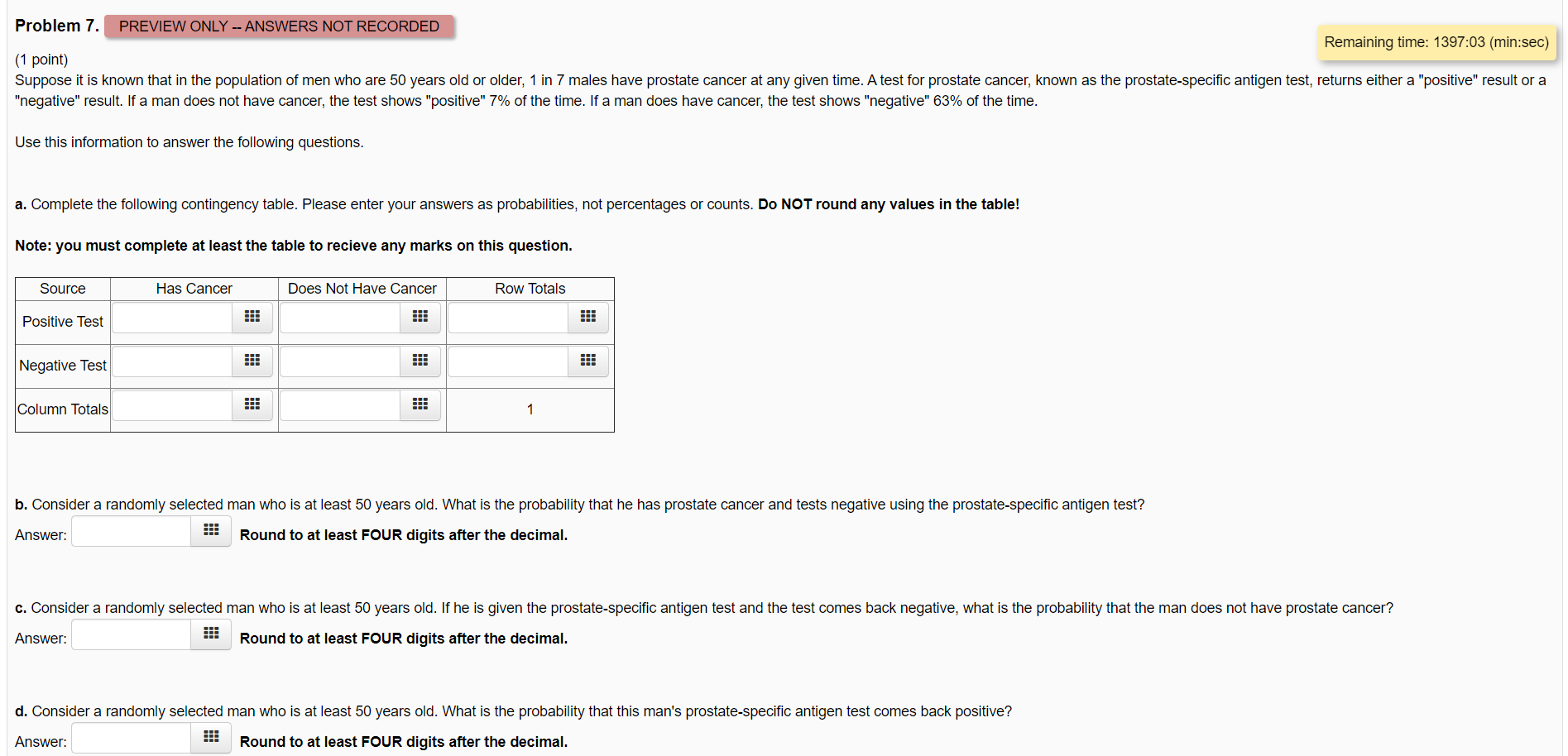 Solved Problem 7. PREVIEW ONLY -- ANSWERS NOT RECORDED | Chegg.com