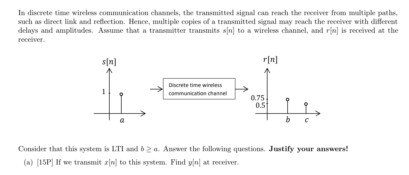 Solved In discrete time wireless communication channels, the | Chegg.com