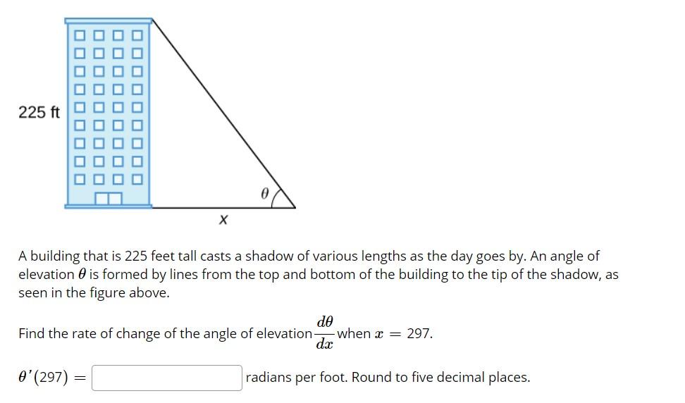 Solved 225 ft X A building that is 225 feet tall casts a | Chegg.com