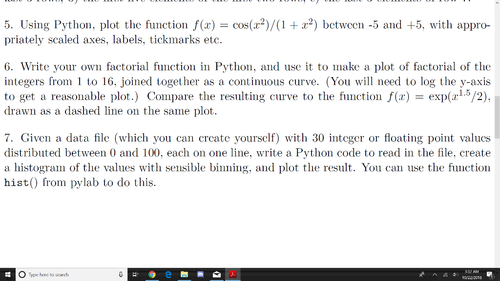Solved 5 Usinf Lpython Plot Che Function E α R1 L 1835